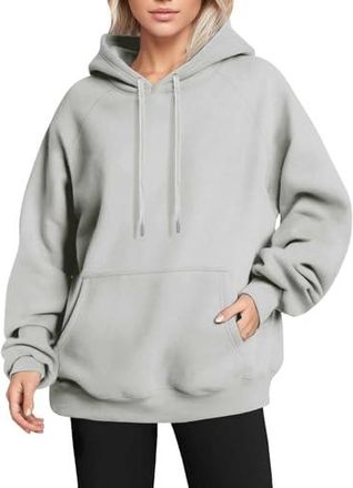 Generic Sweats &agrave; capuche pour femme UK - Chandail l&eacute;ger pour femme avec poche et cordon de serrage, &eacute;paules tombantes, sweat-shirt surdimensionn&eacute;, coupe ample