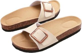 Generic ZBDZSW Pantoufles plates d&eacute;t&eacute; pour femme Design Sabots pour femme Mules pour femme Mode li&egrave;ge Sabots Pantoufles Boucle r&eacute;glable, abricot, 40 EU