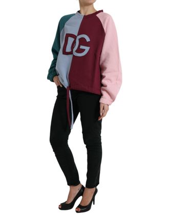 Dolce & Gabbana Womens Logo-Embroidered Cotton Sweatshirt Multicolor Sweatshirts