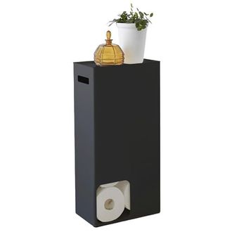 Yamazaki Tableware 3456 Tower Toilet Paper Stocker, Black, Steel, 23 x 12.5 x 48 cm