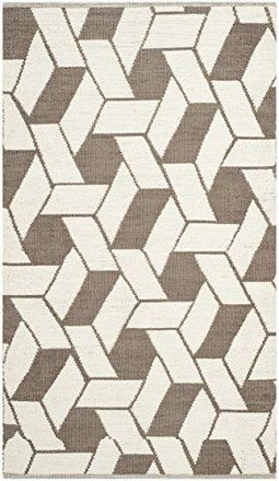 Safavieh Geometrisch Teppich für Wohnzimmer, Esszimmer, Schlafzimmer - Recycled Plastic Collection, Kurzer Flor, Sattel, 122 X 183 cm