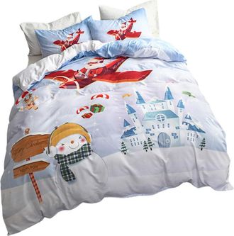 SOLUSTRE Weihnachts Bettw&auml;scheset Polyester 3 St&uuml;ck mit Kissenbezug 200X230cm Wintermotiv f&uuml;r Zuhause