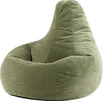 Icon Brand Dalton Sitzsack Cord, Salbeigrün, Gaming Sitzsack Erwachsene mit Füllung, Bean Bag, Cord Sessel, Lounge Sessel, Lounge Stuhl, Schlafzimmer, Wohnzimmer