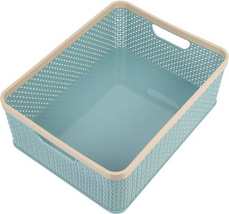 Cabilock Geflochtener Aufbewahrungskorb Aus Stapelbarer Desktop-organizer Mistblau F&uuml;r Kleidung Und Spielzeug Vielseitig Einsetzbar F&uuml;r Ordentliches Zuhause