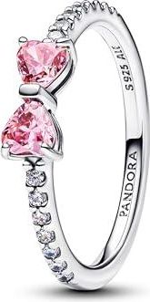 Pandora 193510C01 Bague en argent pour femme avec noeud rose scintillant, 54/17,2, Argent sterling, Zircone cubique