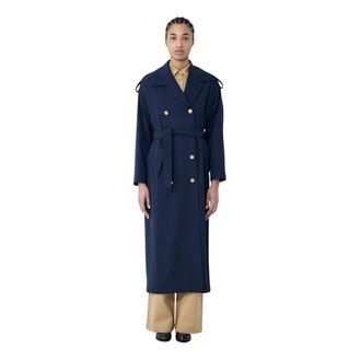 Max Mara G&uuml;rtelwollmantel - - Coats - Damen - Blau - XS