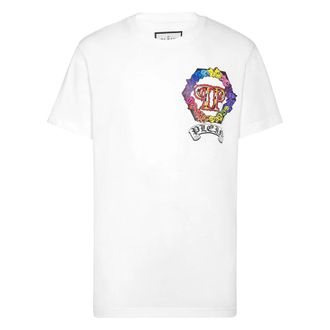 Philipp Plein Homme, Tops, Blanc, Taille: 4XL T-shirt Round Neck SS