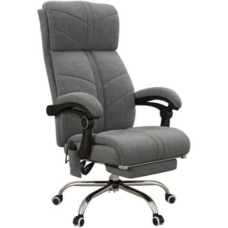 Vinsetto Vinsetto - Fauteuil de bureau direction massant chauffant inclinable réglable repose-pied intégré tissu toucher flanelle grise