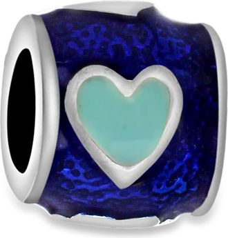 Tuscany Silver Charms Sterling Silver Dark Blue Enamel Bead