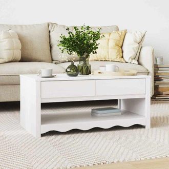 vidaXL Table basse Blanc 99 x 55 x 45 cm Bois massif en pin Vidaxl