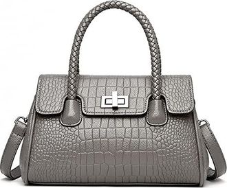 Generic Sacs &agrave; main et sacs &agrave; main pour femme - Grand sac &agrave; bandouli&egrave;re en crocodile avec poign&eacute;e sup&eacute;rieure - Tendance - Pour femme, gris, Large