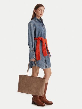 Calvin Klein Handtasche Emblem Aop Embossed Suede Tote LV04F3334G Beige