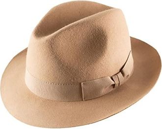 Classic Italy Chapeau Fedora Feutre Homme ou Femme Heritage Bogart II - Taille 55 cm - Camel