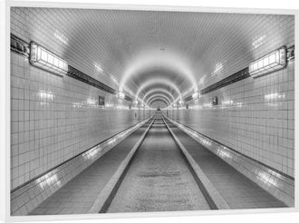 artboxONE Poster mit wei&szlig;em Rahmen 18x13 cm St&auml;dte/Hamburg Alter Elbtunnel Hamburg sw - Bild Hamburg