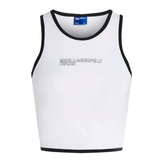 Karl Lagerfeld Femme, Tops, Blanc, Taille: 40 FR TOP Donna KLJ Outline Logo TOP