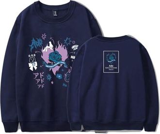 Generic Ado Hibana Tour Merch T-shirt &agrave; manches longues Cosplay Femmes Hommes Mode Col Rond Sweatshirts, bleu marine, L