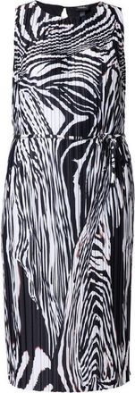 Ulla Popken Midikleid Midi-Plisseekleid Zebramuster Rundhals &auml;rmellos