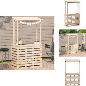 vidaXL Gartenbar mit Dach 112,5x57x195,5 cm Massivholz Kiefer - Gartenbar - Outdoor Bartisch - Holzm&ouml;bel - Gartenm&ouml;bel - Kiefernholz
