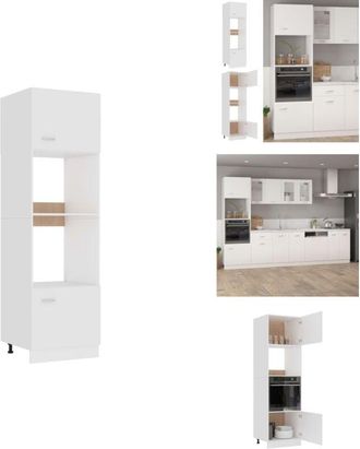 vidaXL Armoire à micro-ondes Blanc 60x57x207 cm Bois dingénierie - Armoire à Micro-ondes - Meuble De Cuisine - Rangement Cuisine - Armoire Blanche