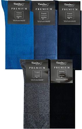 Rainbow Socks Homme Chaussettes Élégantes Antibactériennes Premium Bleu Jeans Colorés Bleu Foncé Anthracite Noir - Taille 47-50