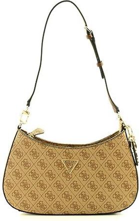 Guess Noelle Top Zip Shoulder Bag Latte Logo/Brown
