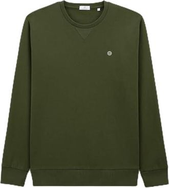 Serge Blanco Sweat col Rond uni Vert Army en Coton - Mode Homme