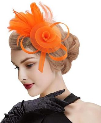 Dreshow Fascinators Chapeau Femmes Plumage Bandeau Fascinator Fleur Maille Dentelle Clip pour Mariage, Cocktail, Tea Party taille unique