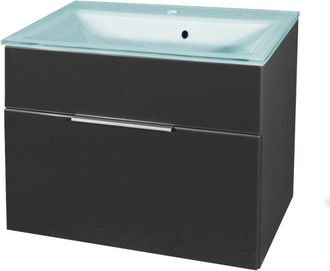 Fackelmann kara Badm&ouml;bel Set 2-teilig 80cm, Anthrazit, Glas Mint, 1 Schubalde-90016145