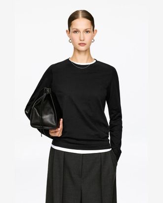 Arket IRIS Charakteristisches Langarm-T-Shirt -Schwarz