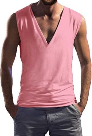 Generic D&eacute;bardeur basique &agrave; col en V pour homme - Sans manches - Pour la plage et l&eacute;t&eacute; - Pour les vacances 2025 - Chemises musculaires solides - D&eacute;bardeurs at