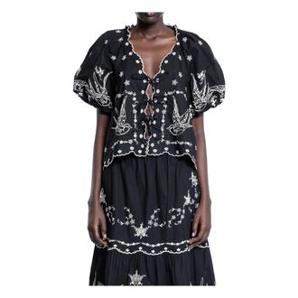 Sea NY Femme, Blouses et Chemises, Noir, Taille: 40 FR Haut &agrave; Broderie avec