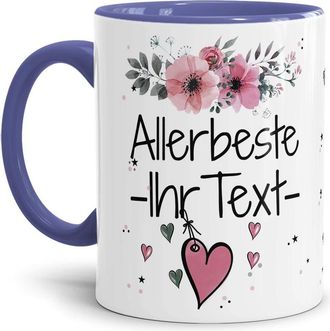 Tassendruck Tasse mit Spruch - Allerbeste Ihr Name weiblich - zum selbst Beschriften mit dem eigenen Kosenamen - Geschenkidee für die Liebste - Innen & Henkel Cam