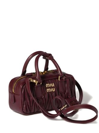 Miu Miu Arcadie matelass&eacute; nappa leather bag - Rot