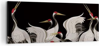 Arttor Wandbilder Dekoration Wohnzimmer Kraniche Vögel Grafiken Panorama Bilder auf Leinwand 120x50cm Leinwandbild Schlafzimmer Küche Wand Kunstdruck Art Gro