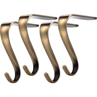 Boao Weihnachten Strumpfhalter Metall Mantel Strümpfe Kleiderbügel Regal Kamin Girlande Mantel Griffe Set für Weihnachten Party Dekoration (Stücke, Bronze 