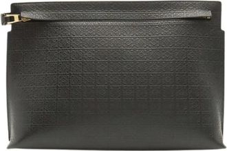 Loewe Pre-owned Repeat Anagram Sac pochette en cuir - Femme - Pre-owned - Noir - Taille: ONE Size