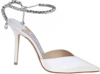 Jimmy Choo London Hohe Schuhe - Slingback Saeda 100 In Satin - Gr. 38,5 (EU) - in Wei&szlig; - f&uuml;r Damen