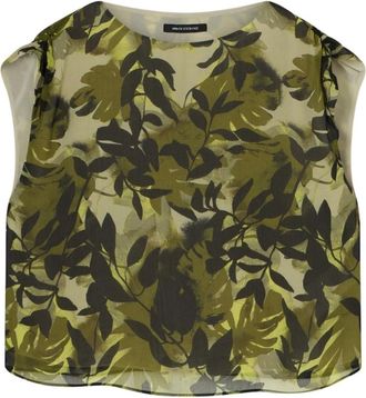 A|X Armani Exchange Femme, Tops, Multicolore, Taille: 40 FR Top Imprim&eacute; en Viscose Cr&ecirc;ponn&eacute;e