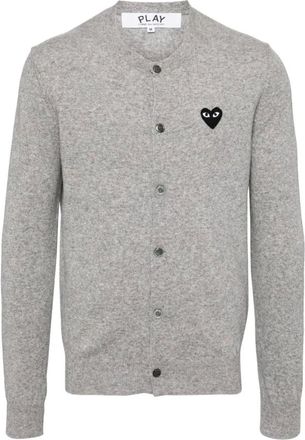 Comme Des Gar&ccedil;ons Homme, Pulls, Gris, Taille: S Cardigan en laine &agrave; patch coeur