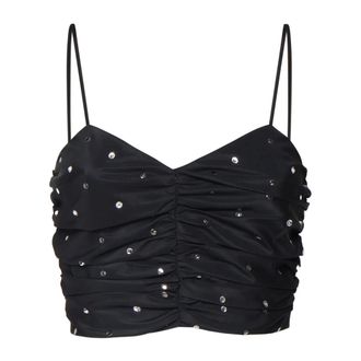 Pinko Pinko, Femme, Tops, Noir, Taille: 40 FR Top Court Cropped avec Clous