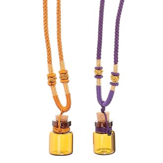 Angoily 2 St&uuml;ck Vintage Duftflaschen Anh&auml;nger &Auml;therisches &Ouml;l Diffusor Halskette Aromatherapie Parf&uuml;mflakon Schmuck f&uuml;r Damen und Herren Braune Leere Flaschen 