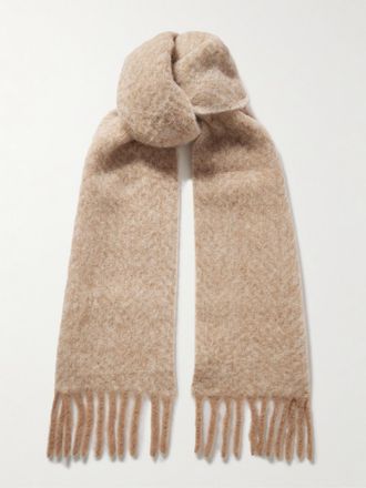 Loro Piana Écharpe En Alpaga Mélangé À Franges - Neutres