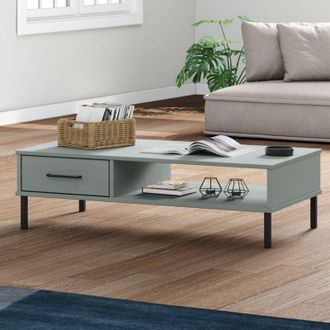vidaXL Table basse avec pieds en m&eacute;tal Gris Bois pin massif oslo