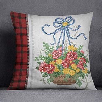 Bonamaison Le Jardin du Lin Kissenh&uuml;llen, Cotton, Mehrfarbig, 45x45