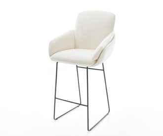 DELIFE Barstuhl Luan-Flex Boucl&eacute; Soft Beige Kufengestell Metall Schwarz, Barst&uuml;hle