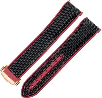 Generic Watch Armband für Omega 300 Seamaster 600 Planet Ozean Klappschnalle Silikon Nylon -Gurt -Uhrzubehör Uhren -Zubehör (Farbe: Schwarz Orange, Größe: 22 