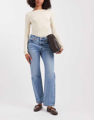 Levi's 501 jean droit ann&eacute;es 90 d&eacute;lavage moyen-Bleu