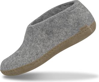 Glerups dk GLERUPS Hallenschuhe Herren & Damen (Grau) | Unisex Wollpantoffeln mit Ledersohle Kuschelige Herren- und Damenpantoffeln