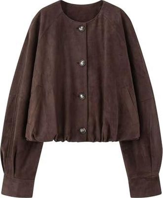 Generic Vestes d&eacute;contract&eacute;es pour femmes, manteau court &agrave; la mode pour lautomne, v&ecirc;tements dext&eacute;rieur pour le style urbain quotidien 2026, caf&eacute;, XS