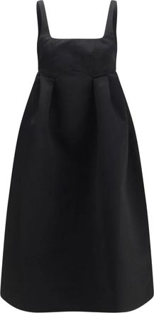 Ganni Robe mi-longue en satin Duchesse avec corset - Femme - Robes - Noir - Taille: 40 FR